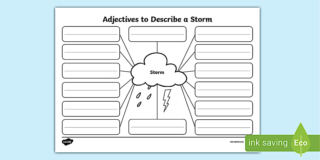Storm Adjectives Mind Map (teacher made) - Twinkl