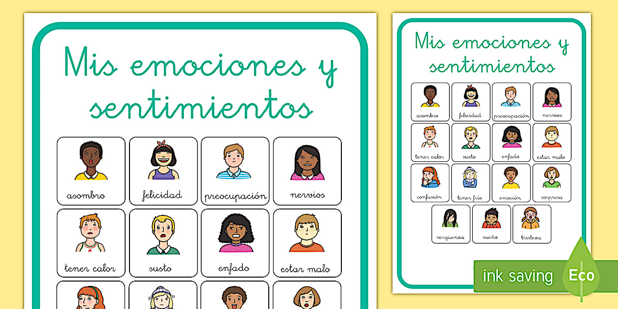 Póster DIN A4: Las emociones y los sentimientos - Twinkl
