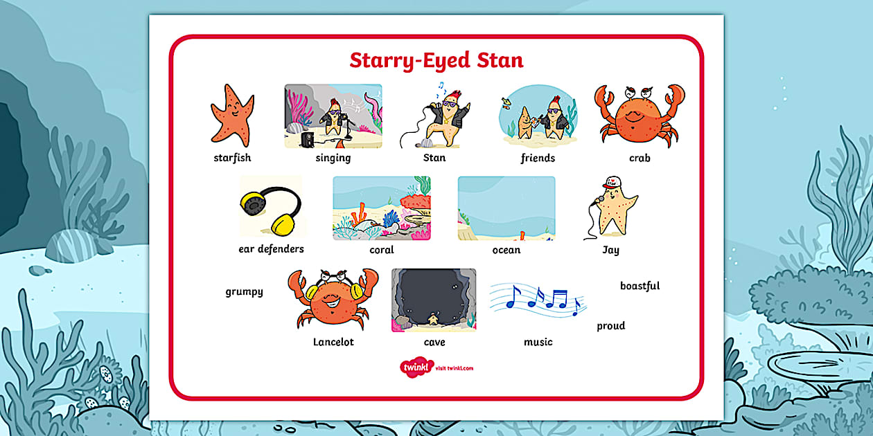 Starry Eyed Stan Word Mat (teacher made) - Twinkl