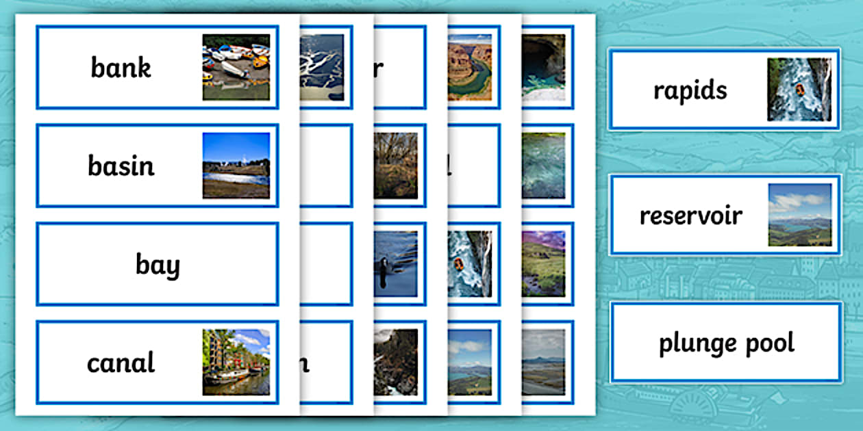 Editable Rivers Topic Vocabulary Word Cards - Twinkl
