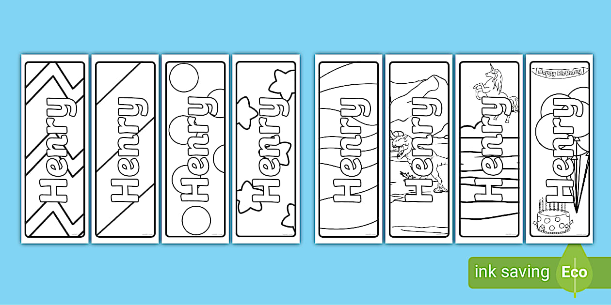 Henry Name Simple Colouring Bookmarks (Teacher-Made)