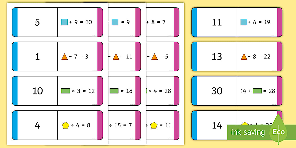 First Level Algebra Domino Loop Cards (teacher made)