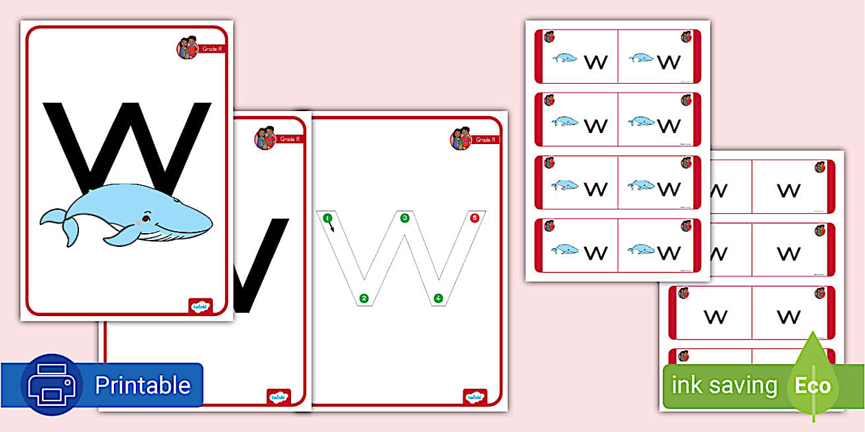 Gr. R Phonics W Poster, Flashcards, and Robot Letter