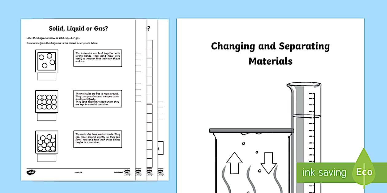 Separating Materials Worksheets Booklet (teacher made)