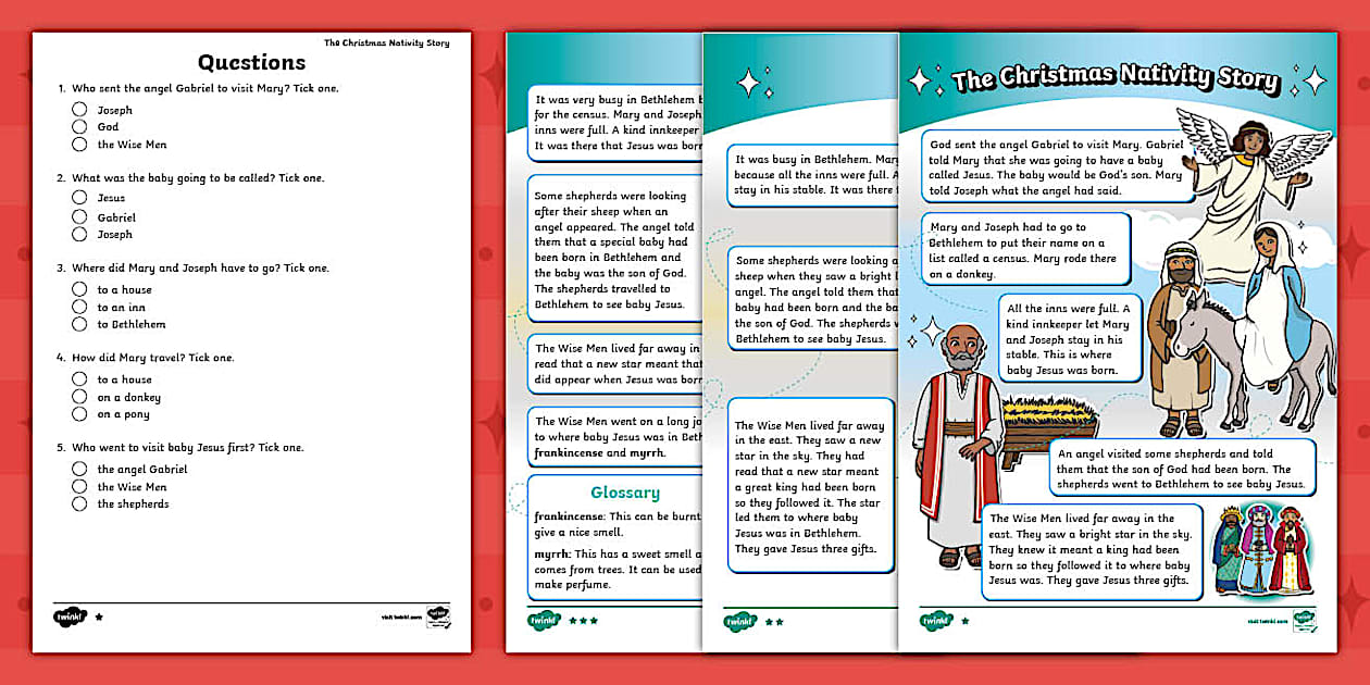 KS1 The Christmas Nativity Story Reading Comprehension