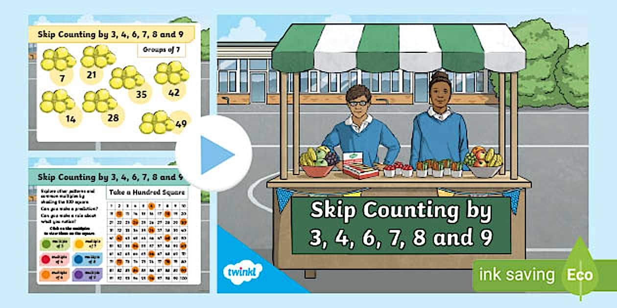 Skip Counting by 3, 4, 6, 7, 8 and 9 PowerPoint - Twinkl