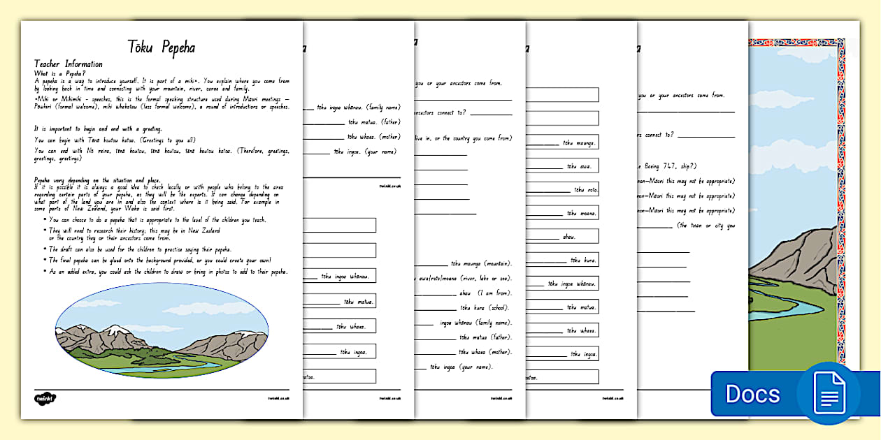 Lower Ability Māori Pepeha Template (teacher made) - Twinkl