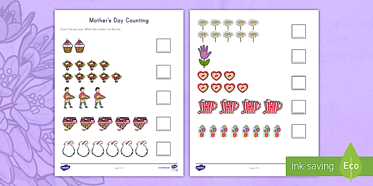 Mother's Day Counting Worksheet | Mother's Day | Twinkl USA