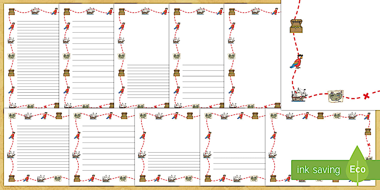 Editable Pirate Treasure Map Themed Page Borders - Twinkl