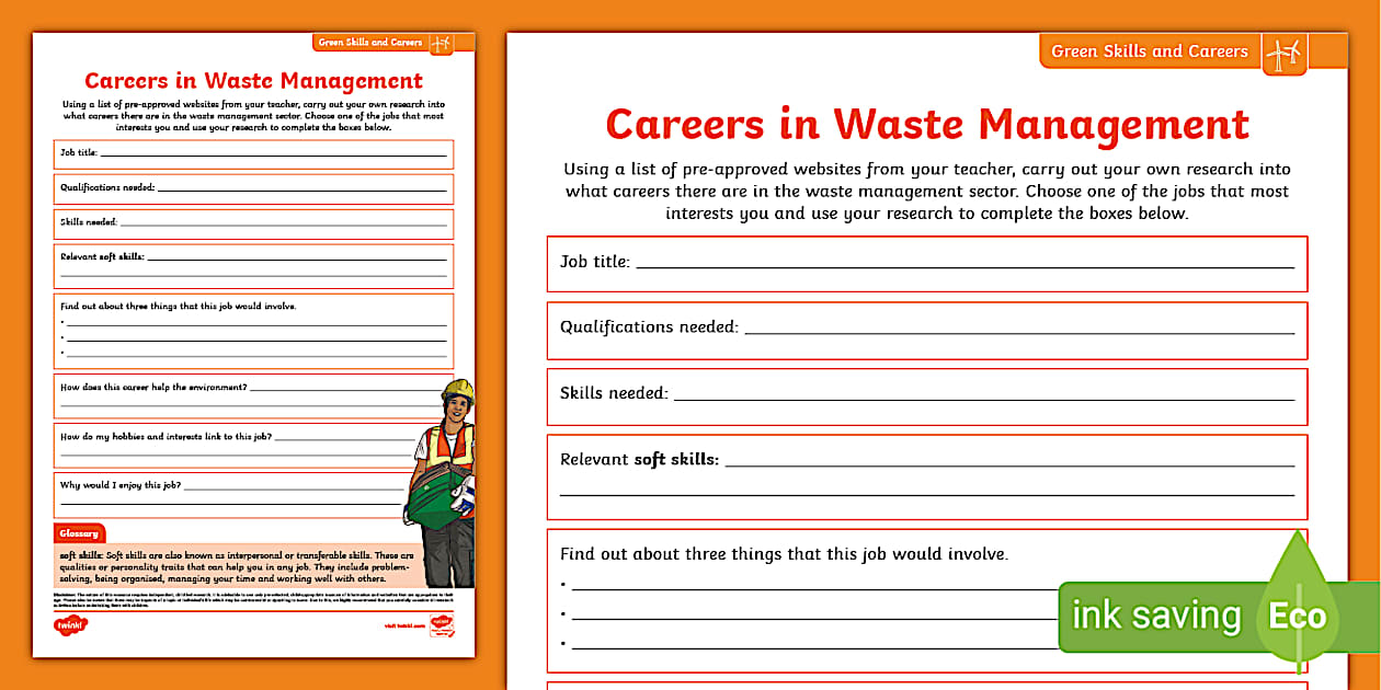 Careers in Waste Management Research Activity - KS2 - Twinkl