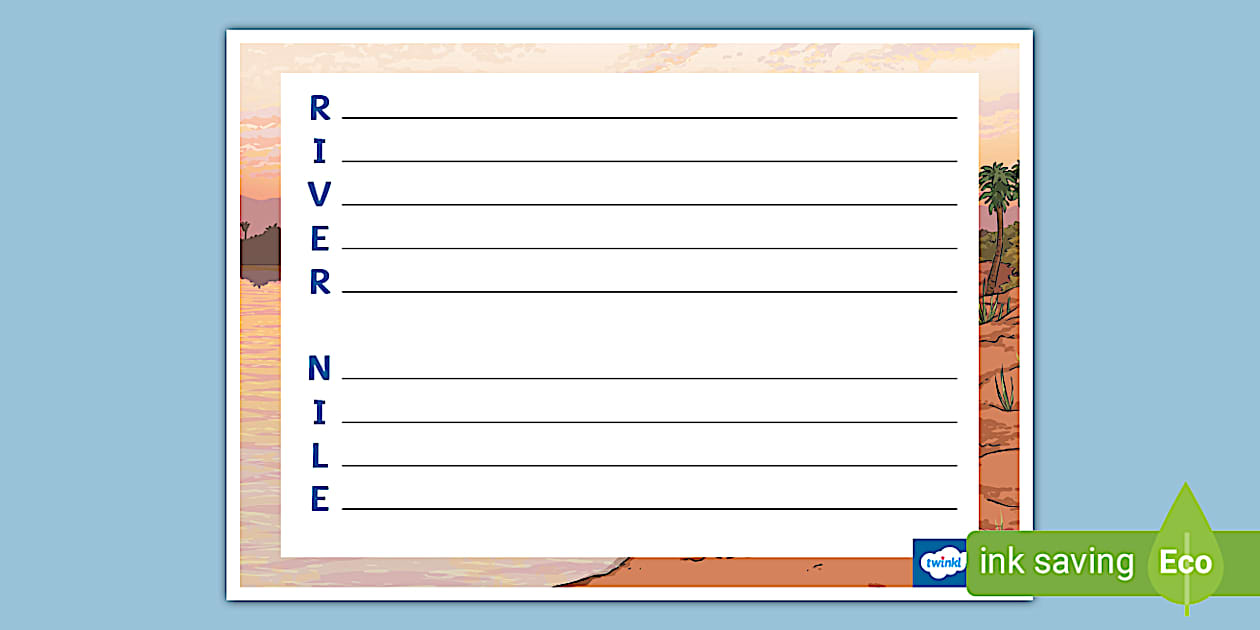The River Nile Acrostic Poem Template - Twinkl