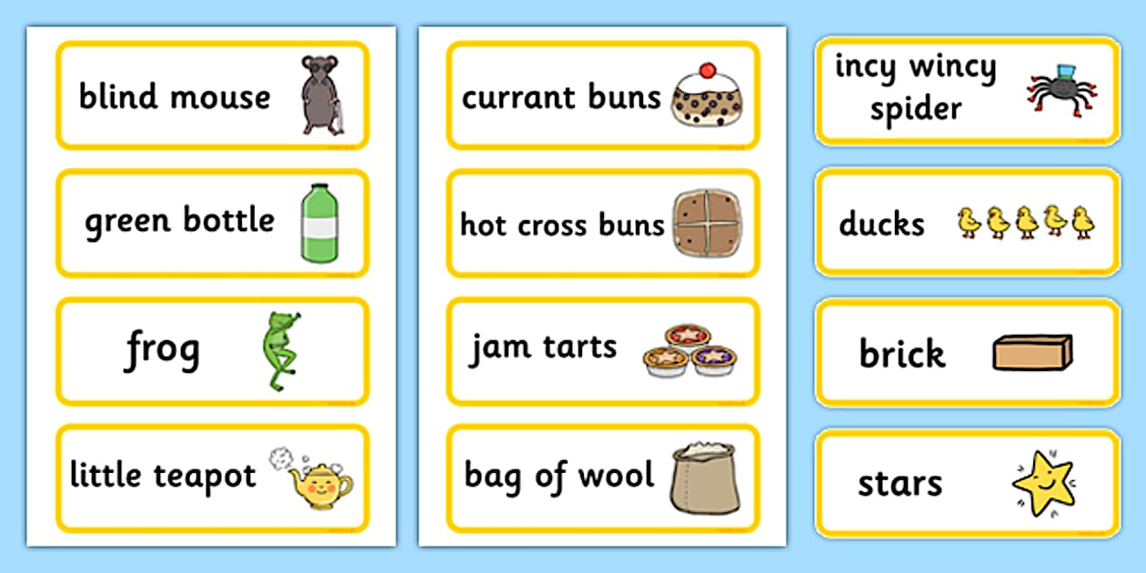Editable Nursery Rhyme Shop Role Play Labels - Twinkl