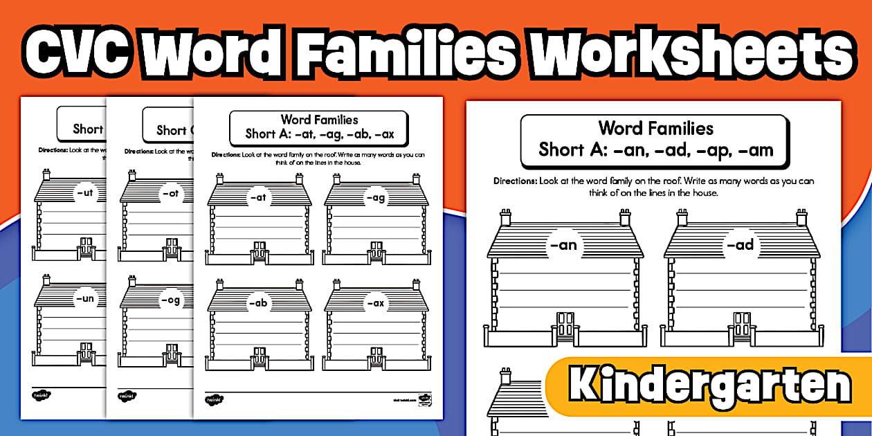 Kindergarten CVC Word Families Worksheets
