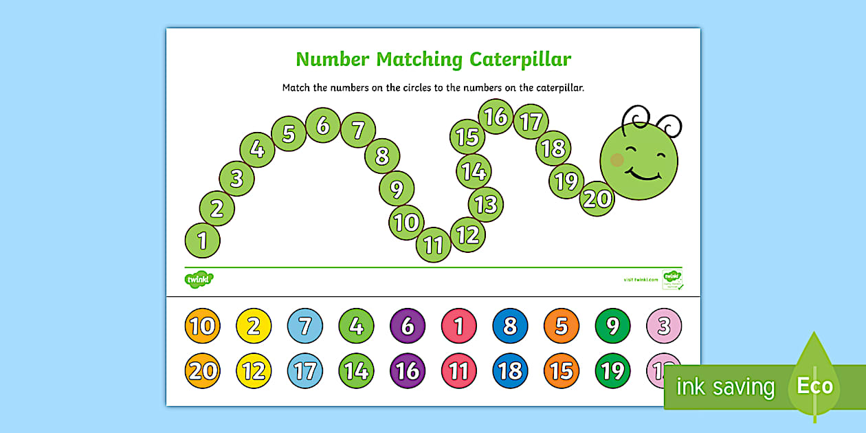 Editable Numbers 1-20 Matching Caterpillar Activity - Twinkl