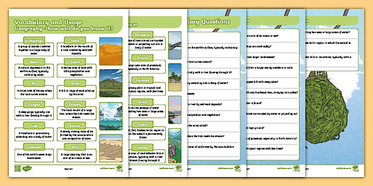 Vocab on Geography - Definitions and Usage - Twinkl