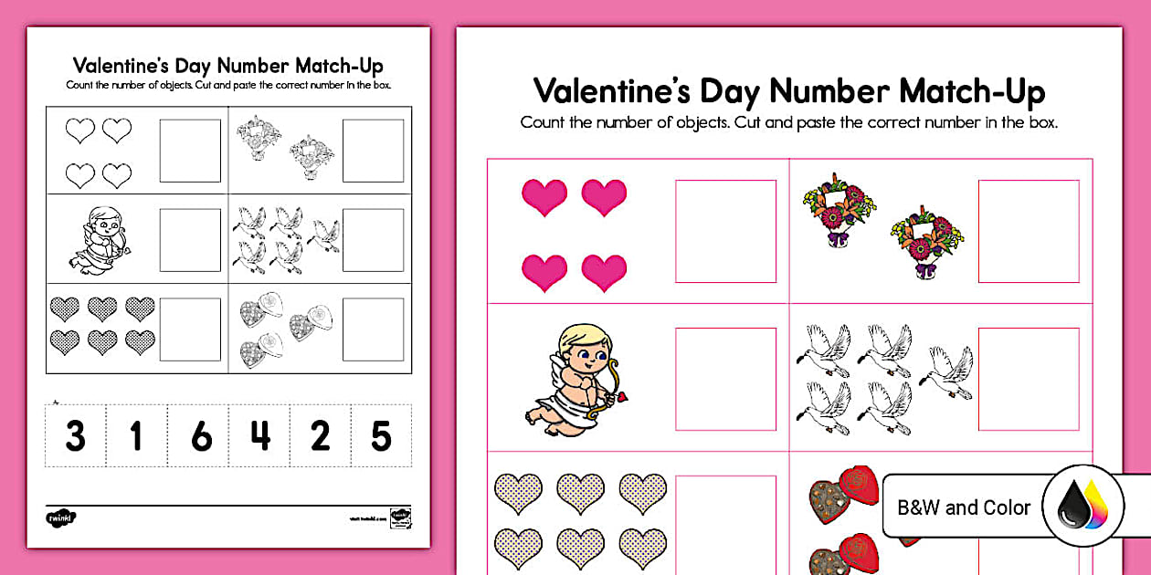 Valentine’s Day Number Matching Up | Twinkl Resources