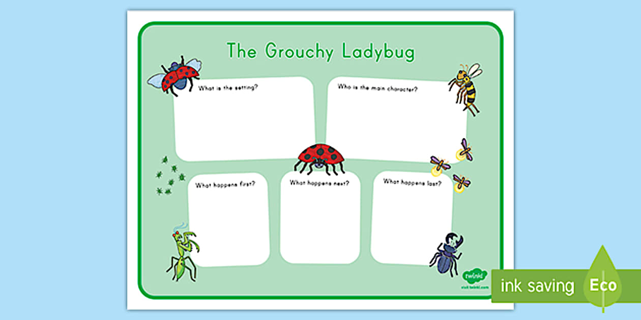 Black and White The Grouchy Ladybug Book Review Writing Frame
