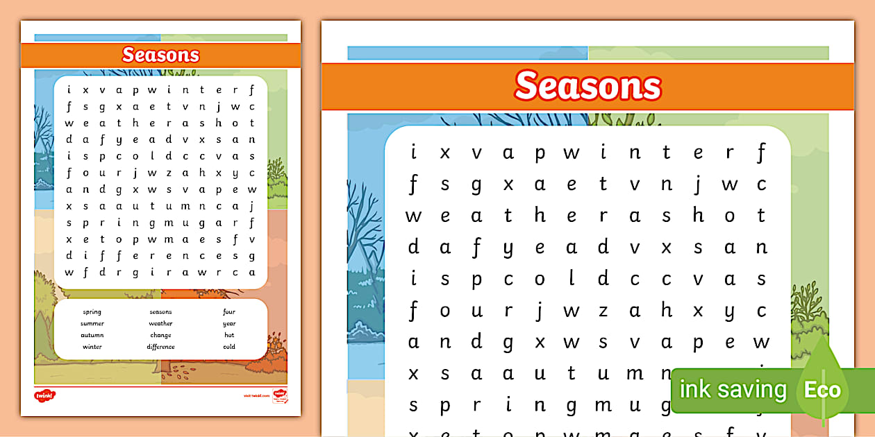 Seasons Word Search - KS1 (Teacher-Made) - Twinkl