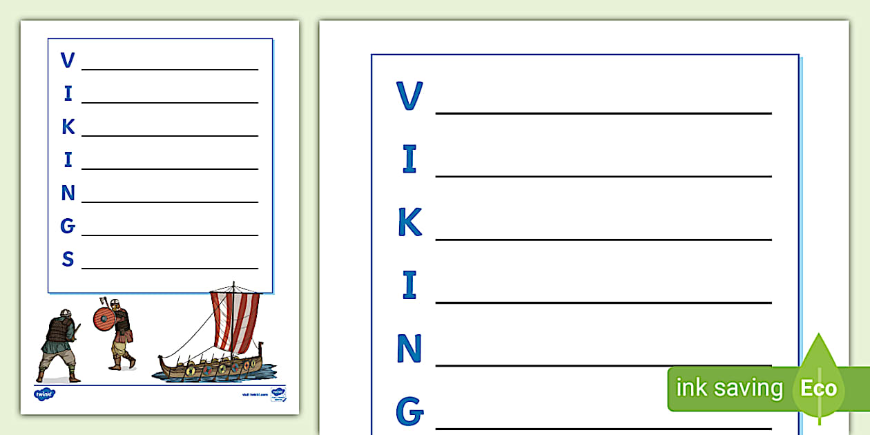 Vikings Acrostic Poem Template, Vikings, Acrostic Poem