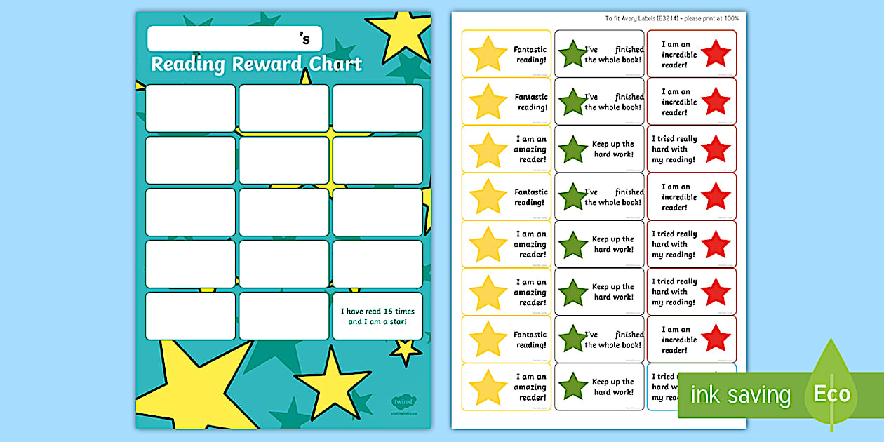 Editable Star Stickers Reading Reward Chart (teacher made)