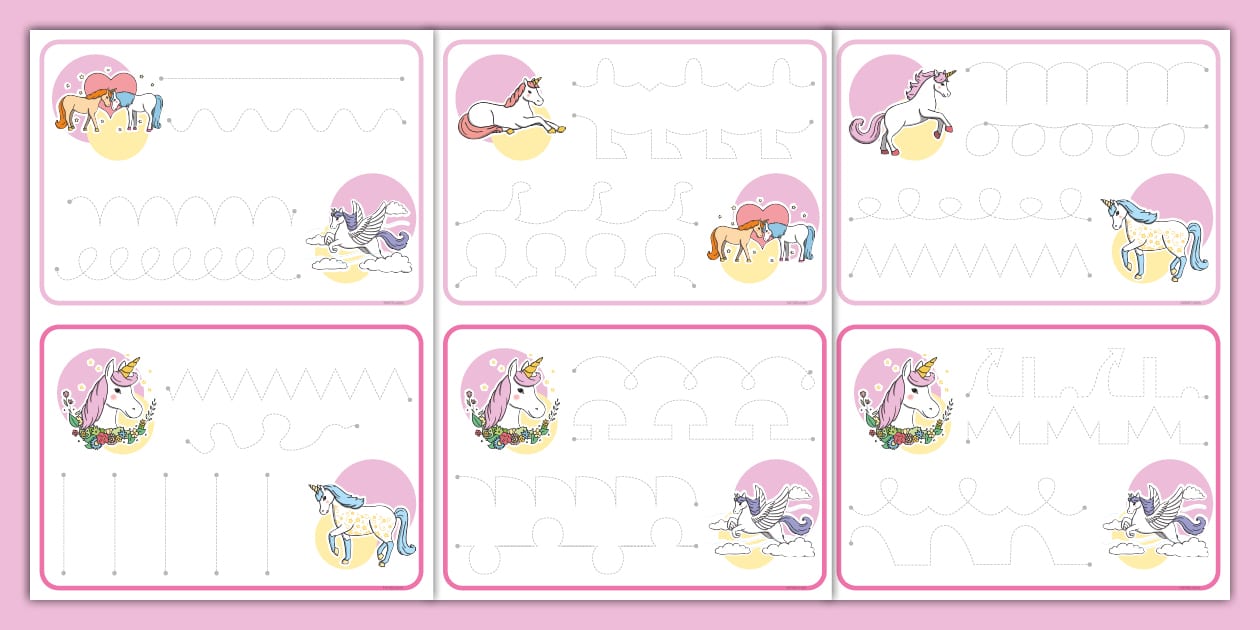 Unicorn Pencil Control Cards - Twinkl - KS1 - Twinkl