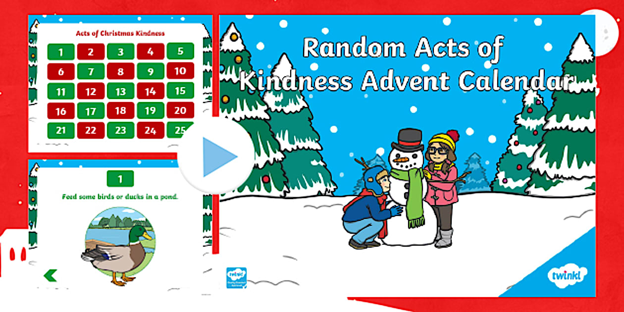 Random Acts of Kindness Advent Calendar PowerPoint - Twinkl