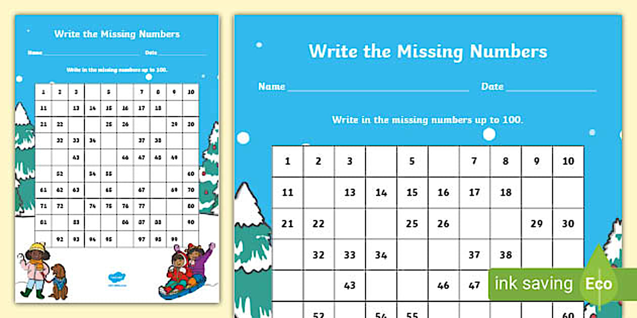 👉 Christmas Missing Numbers to 100 (Teacher-Made)
