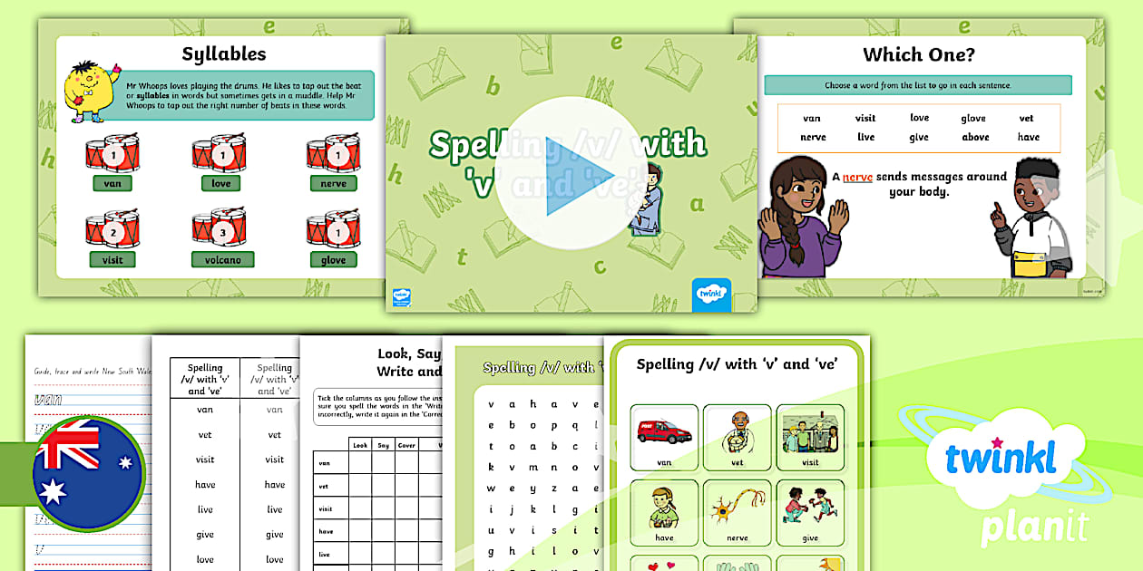 Year 1 Spelling: /v/ with 'v' and 've' (teacher made)