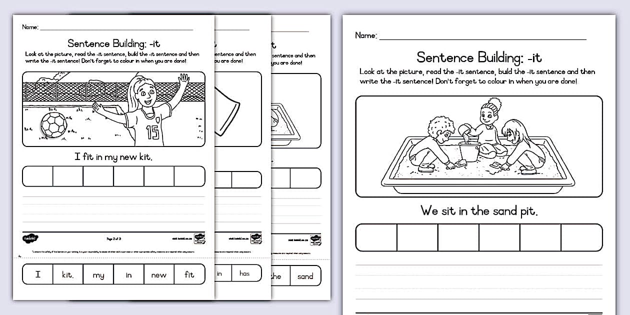 Phonics Sentence Building: -it (teacher made) - Twinkl