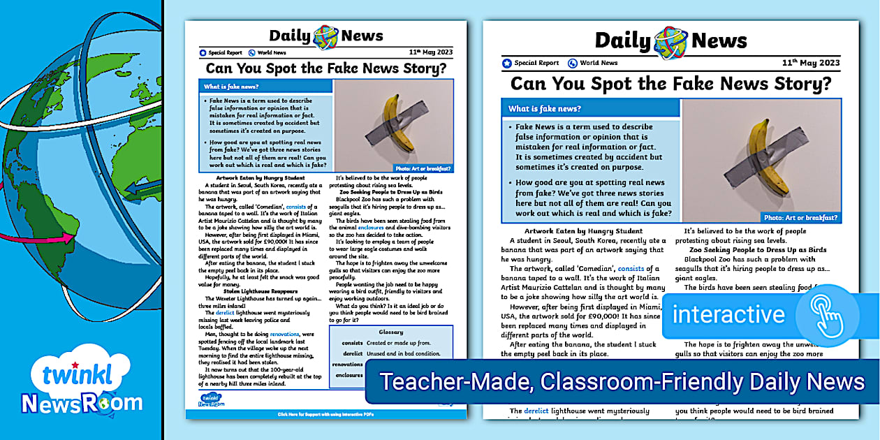 Can You Spot the Fake News Story? | NewsRoom - Twinkl