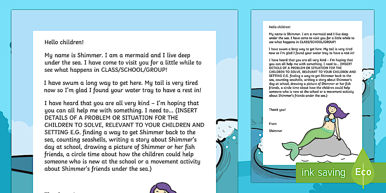 Editable Mermaid Letter