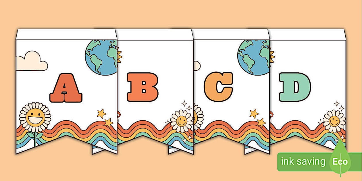 Retro-Themed Bunting A-Z (teacher made) - Twinkl