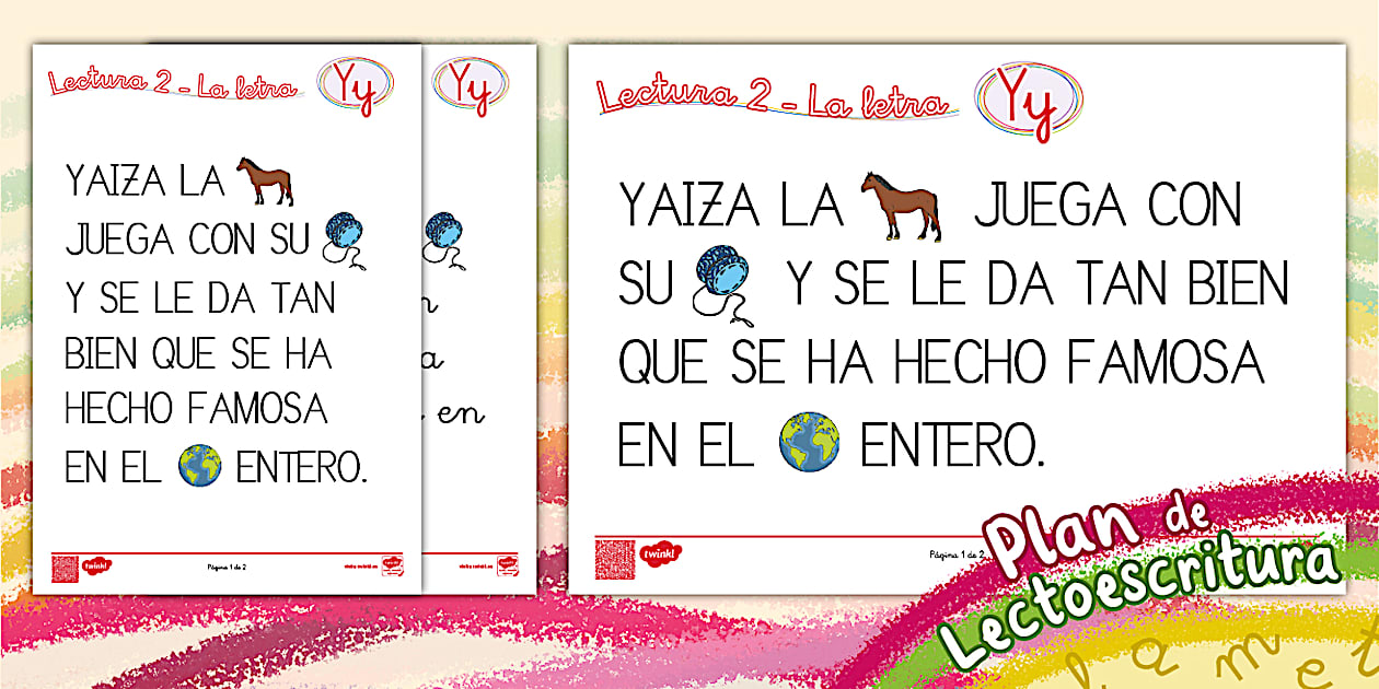 Plan de lectoescritura: La letra Y - Lectura 2 - Twinkl