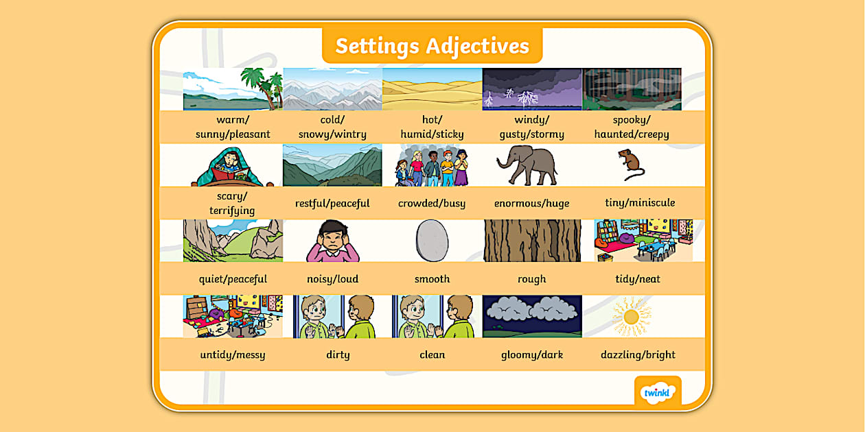 Settings Adjective Word Mat (teacher made) - Twinkl
