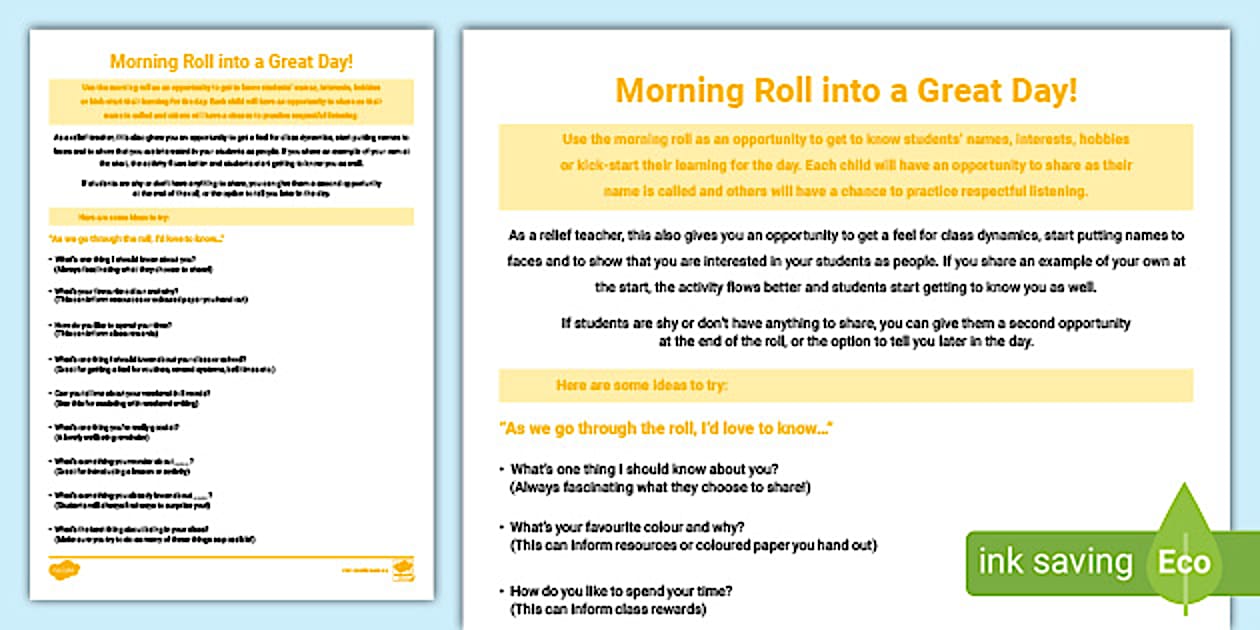 Morning Roll into a Great Day (teacher made) - Twinkl