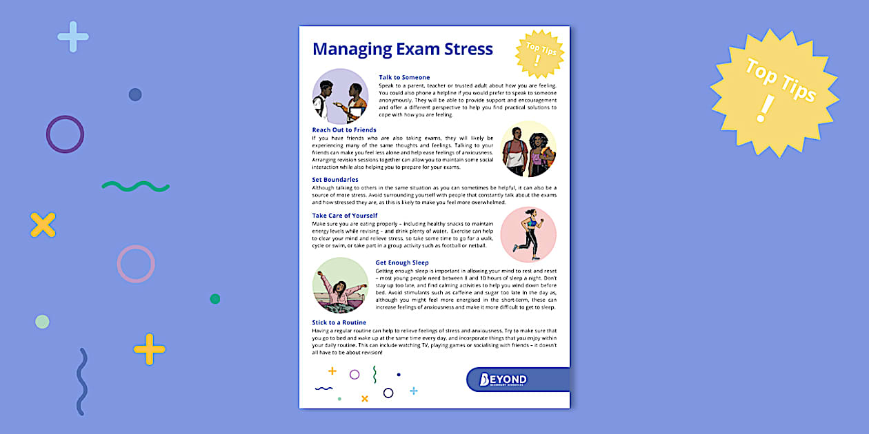Managing Exam Stress Top Tips Display Poster | Beyond RSE