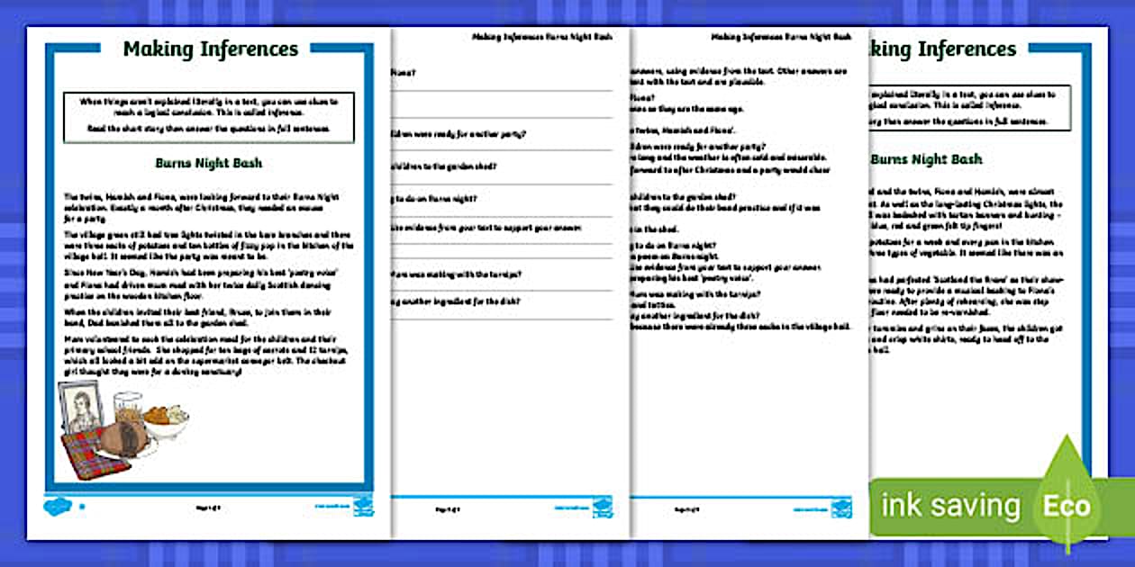 Burns Night Worksheet - Making Inferences KS2 (teacher made)