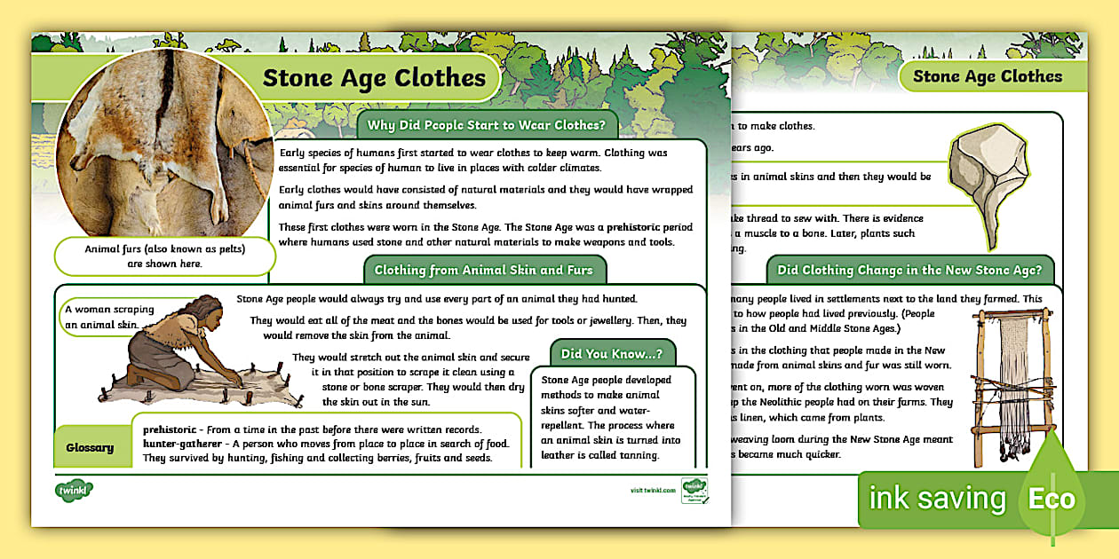 Stone Age Clothes Fact File (teacher made) - Twinkl
