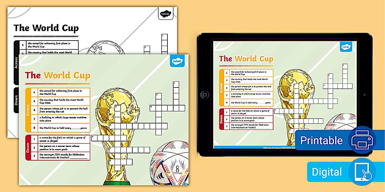 World Cup Crossword for 3rd-5th Grade (teacher made)