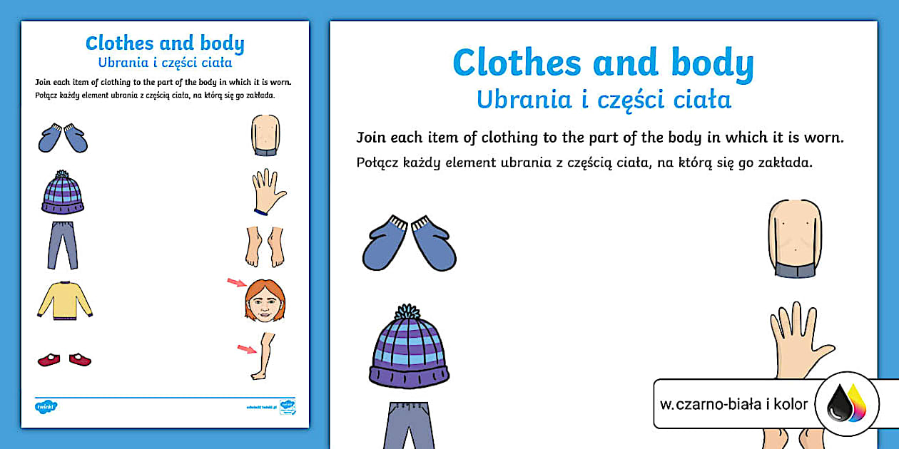 Ubrania i ciało | Nauka angielskiego | Dopasowywanie