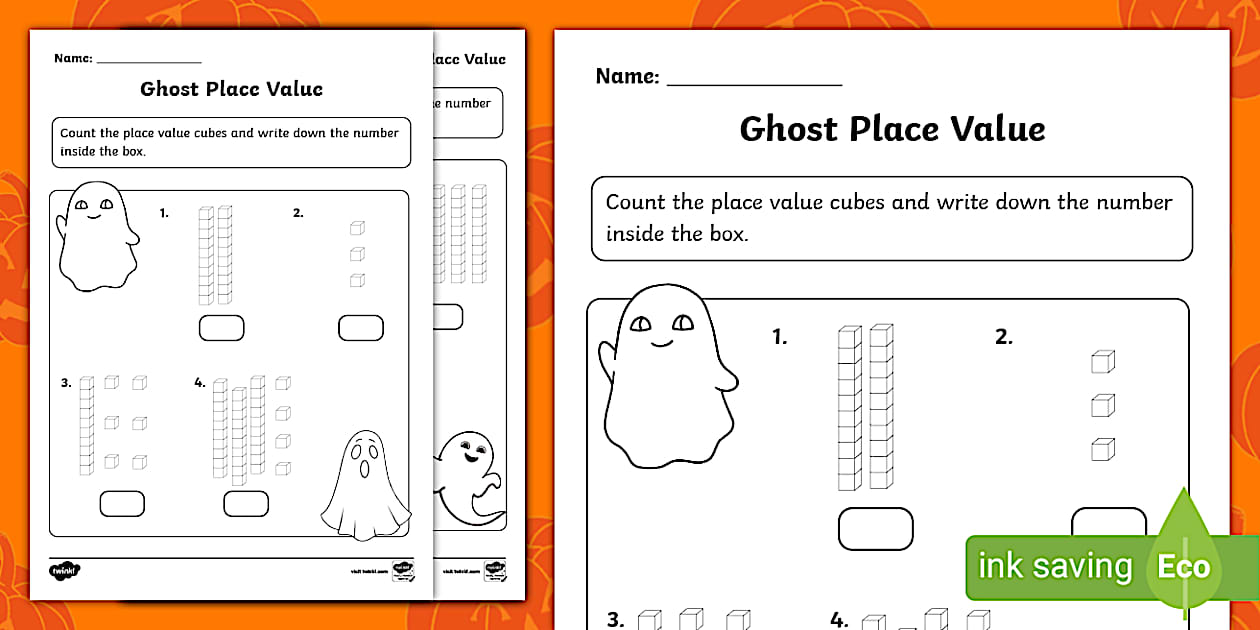 Ghost Place Value Activity Sheet (teacher made) - Twinkl