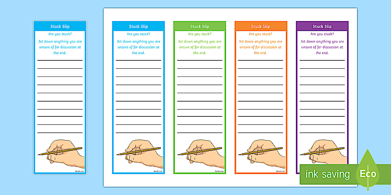 Stuck Slips Bookmarks (teacher made) - Twinkl