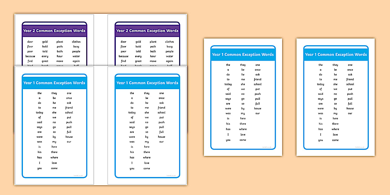 Year 1 and Year 2 Common Exception Words IKEA Tolsby/Fiestad