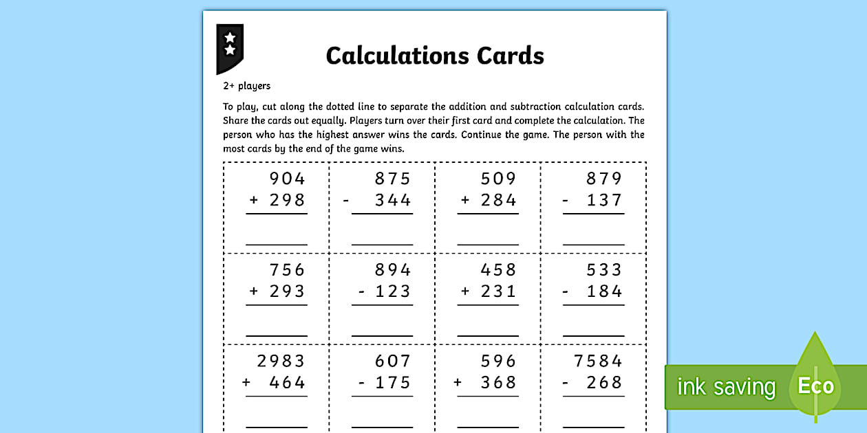 Lower Ability Addition and Subtraction up to 4 Digits Cool Calculations