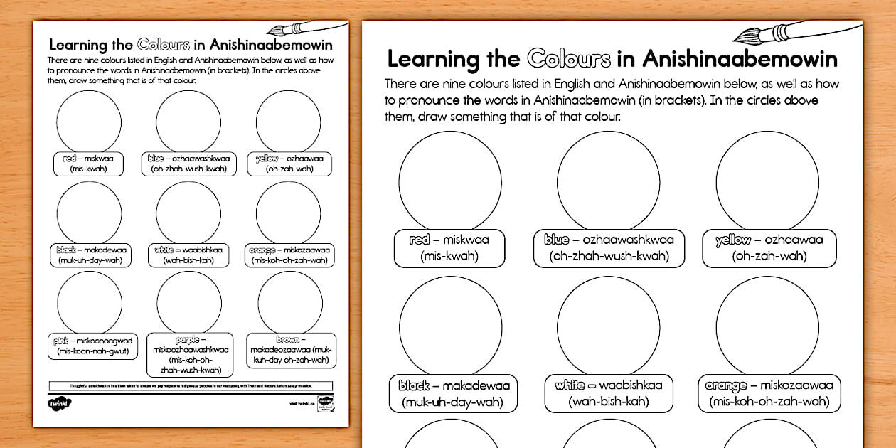 FREE! - Learning the Colours: Anishinaabemowin Indigenous Languages