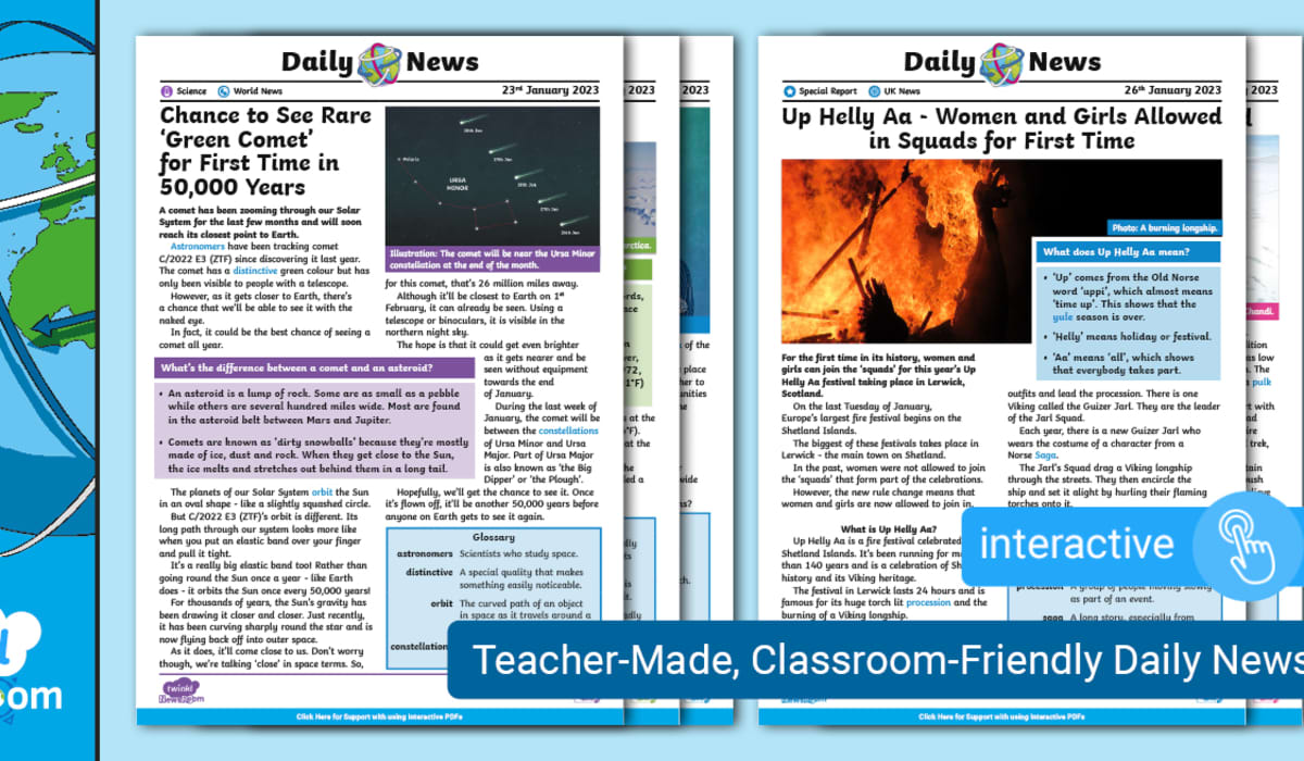 Weekly Comprehension Pack - 27th January 2023 - Twinkl NewsRoom