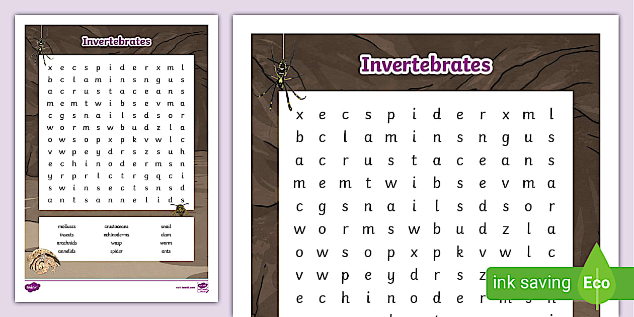 Invertebrates Word Search - Twinkl