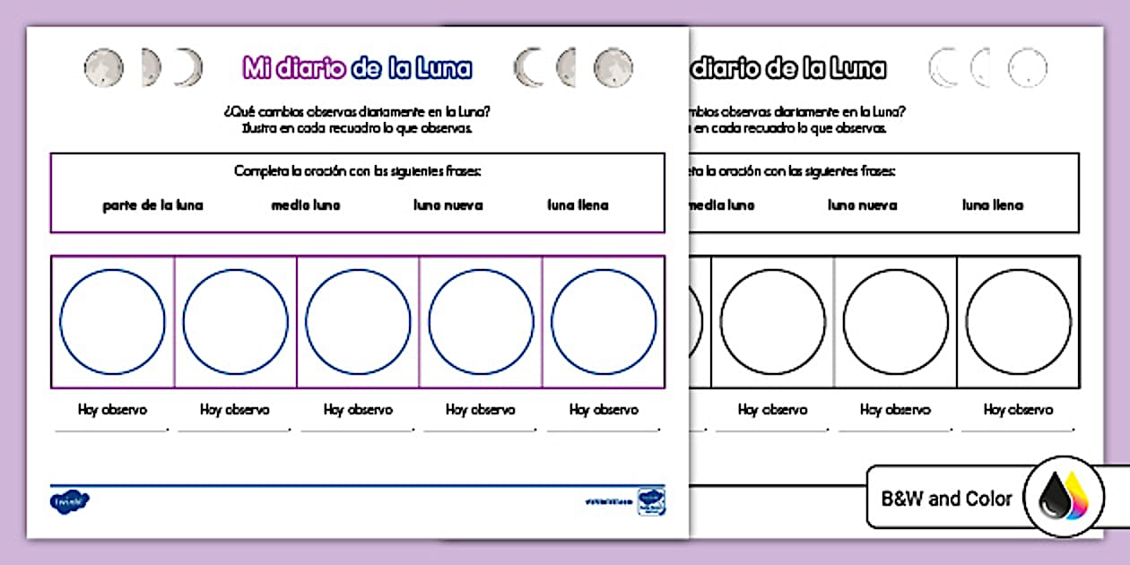 Guía para seguimiento de las fases de la luna | Twinkl USA