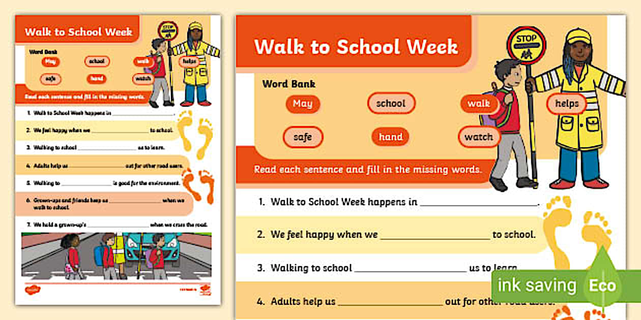 Walk to School Week Cloze Procedure (teacher made) - Twinkl