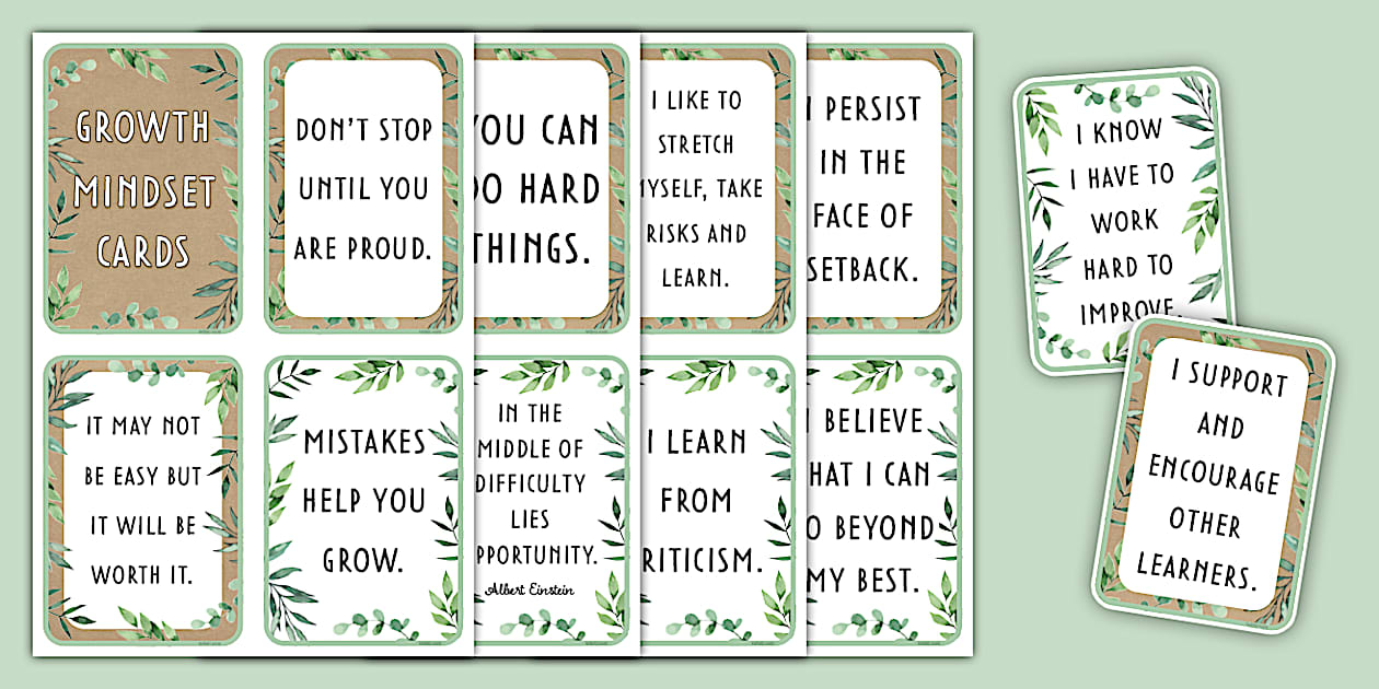 Botanical-Themed Growth Mindset Inspirational Cards - Twinkl